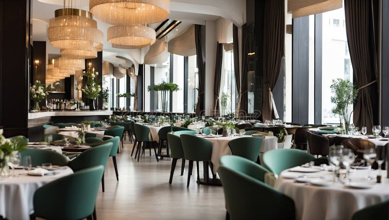 Tables Ready at a Large Luxury Restaurant with a Modern Ambiance ...