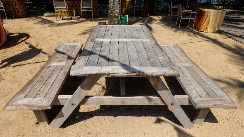 Tables and Relaxing Benches on the Beach Stock Photo - Image of asian ...