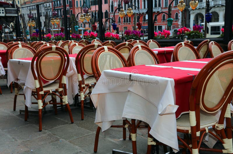 Tables of a Restaurant Prepared for Lunch Stock Image - Image of chairs ...