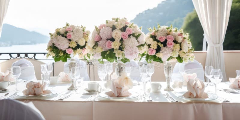 Tables Set for Celebration or Wedding Reception. Luxury Elegant Table ...