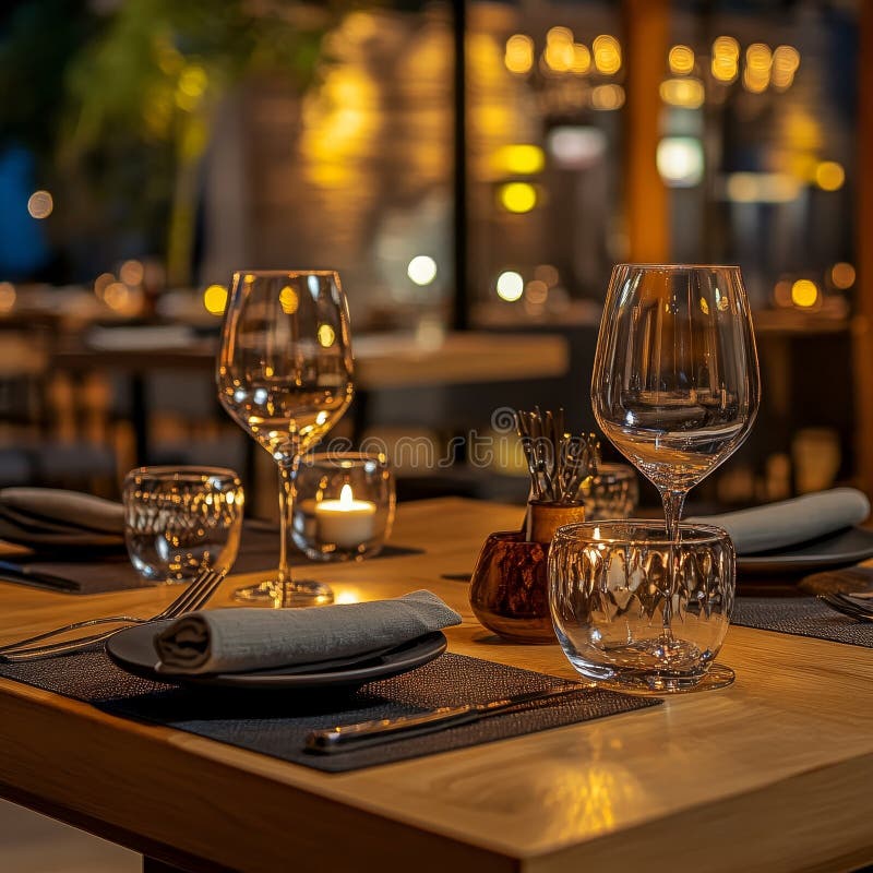 Tables Set for Dinner in a Restaurant. Selective Focus Stock ...