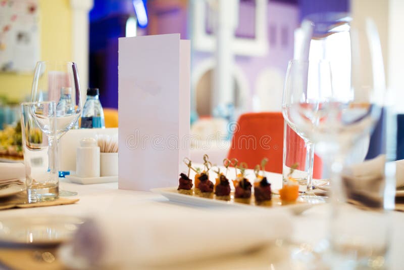 Tables Set for an Event, Catering Table Set Stock Image - Image of ...