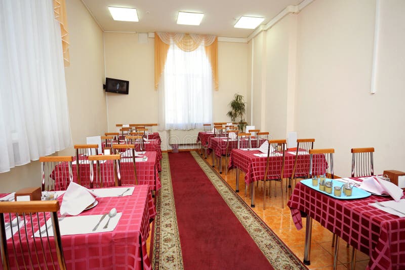 Tables Set for Lunch in the Dining Room of Restaurant Stock Image ...