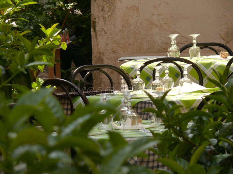 Tables Set for Lunch in a Typical Italian Tavern Stock Image - Image of ...