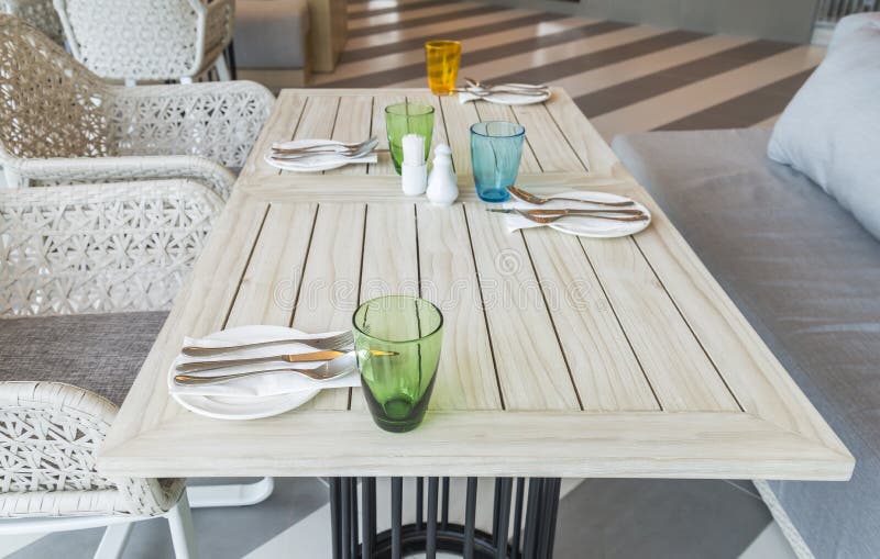 Tables set for meal stock image. Image of kitchen, chair - 55171629