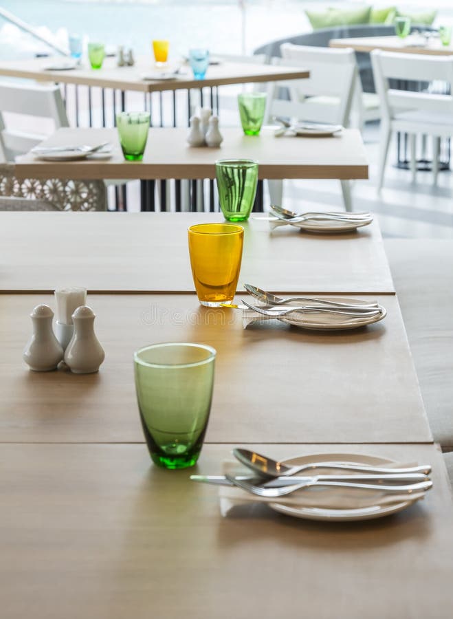 Tables set for meal stock image. Image of glass, cutlery - 55170933