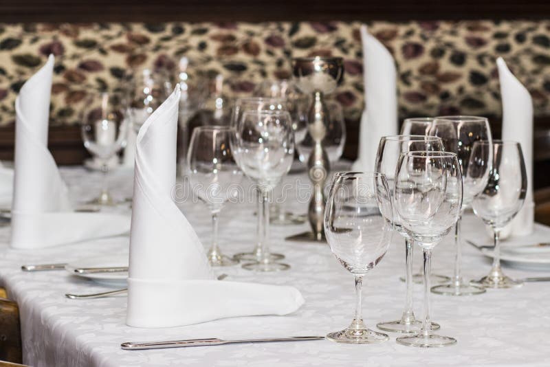 Tables Set for Meal in Restaurant Stock Image - Image of blossom ...