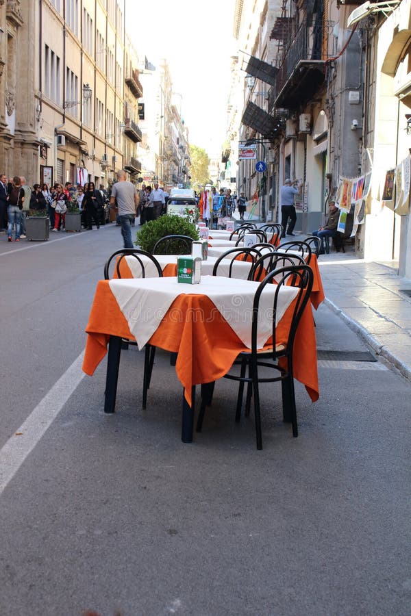 Tables Set on the Street in Palermo Editorial Image - Image of sicilian ...