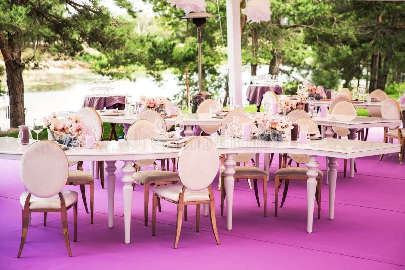 Tables Sets for Wedding or Another Catered Event Dinner Stock Photo ...