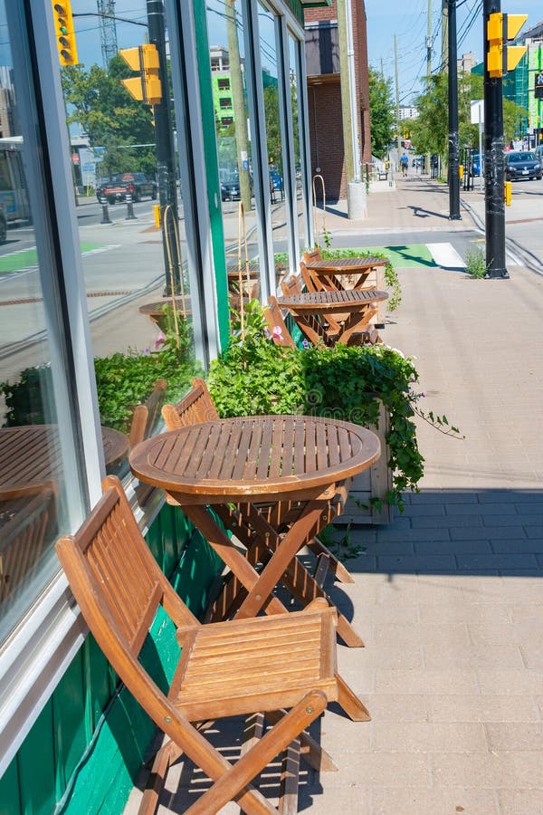 Tables on the Sidewalk Near the Cafe Stock Image - Image of traditional ...