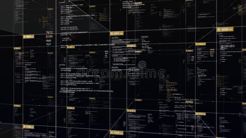 Tables with Source Codes on Black Background. Animation Stock Image - Image of network, html ...