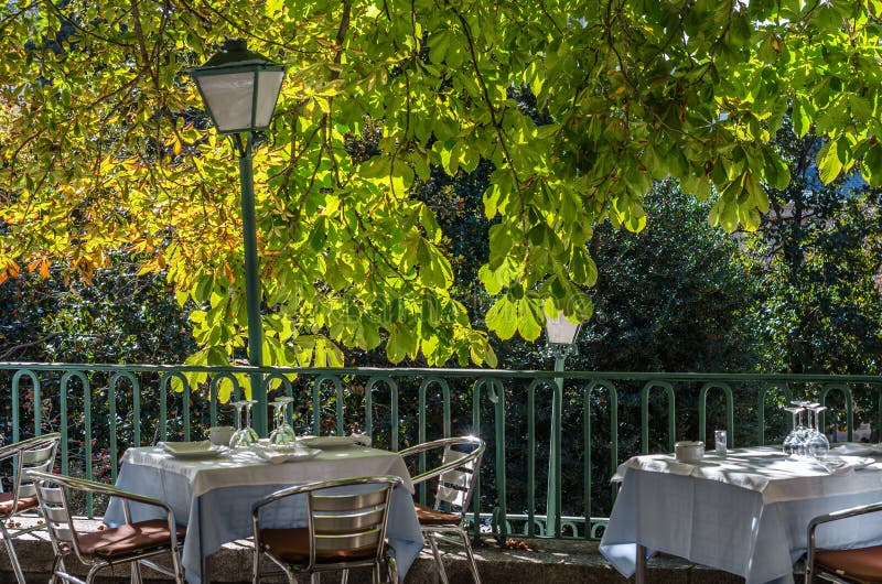 Tables on the Terrace of a Restaurant Stock Photo - Image of outdoor ...