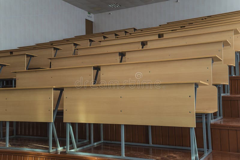 Tables in the University Lecture Theater Stock Image - Image of study ...