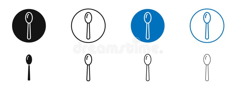 Tablespoon Thin Line Vector Icon Set Stock Vector - Illustration of ...