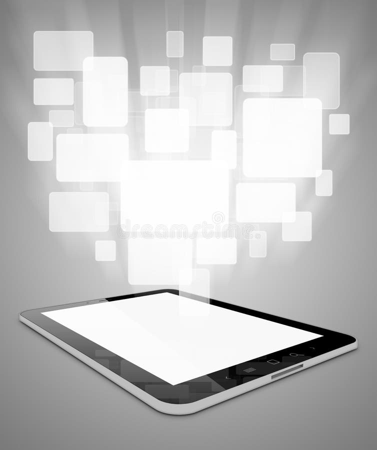 3d Tablet Pc, Concept of Ebook Stock Illustration - Illustration of ...
