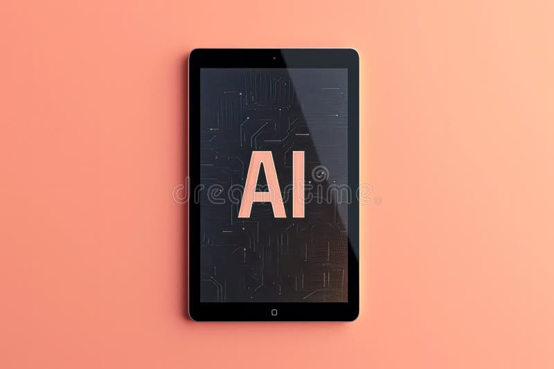 Tablet with AI Letters on Pink Backdrop, Integration of Artificial ...