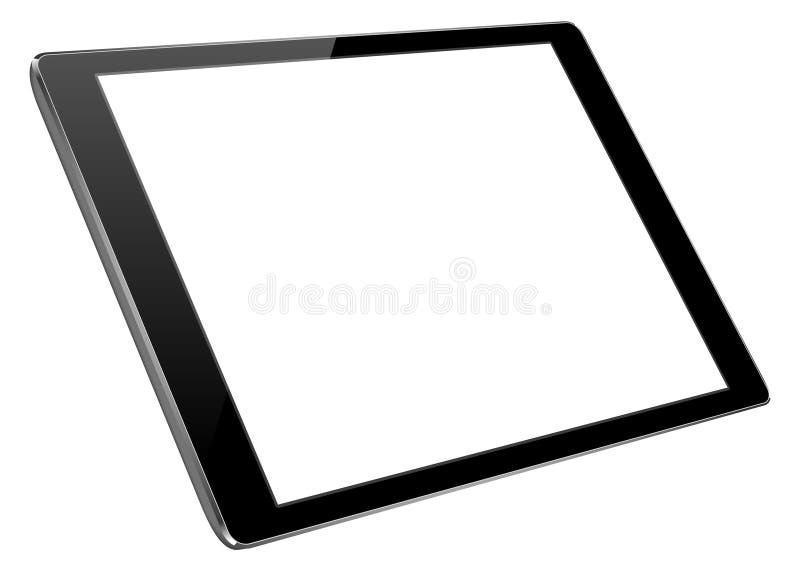 Tablet Angle View. Realistic Mobile Device with White Screen Stock ...