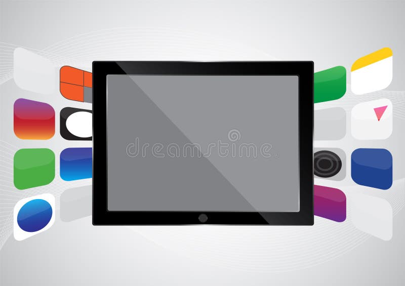Tablet with application stock illustration. Illustration of application ...