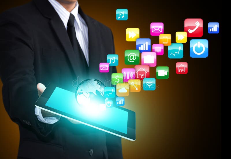 Touch Screen Tablet with Application Icons Stock Illustration ...