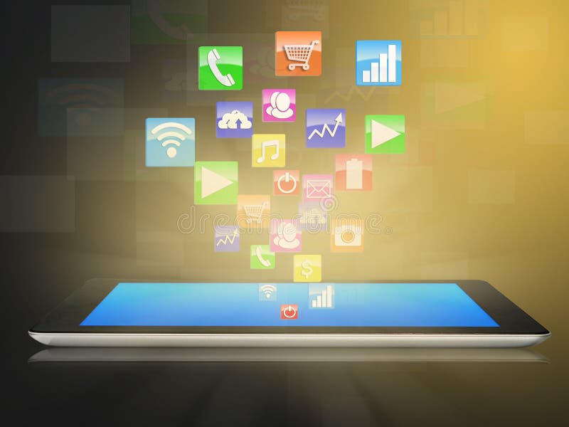 Tablet with Application Pop Up Stock Photo - Image of display, business ...