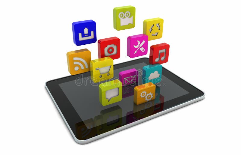 Vector Tablet Computer with Colorful Application I Stock Illustration ...