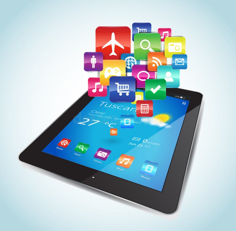 Smartphone Tablet Apps stock vector. Illustration of portable - 35992296