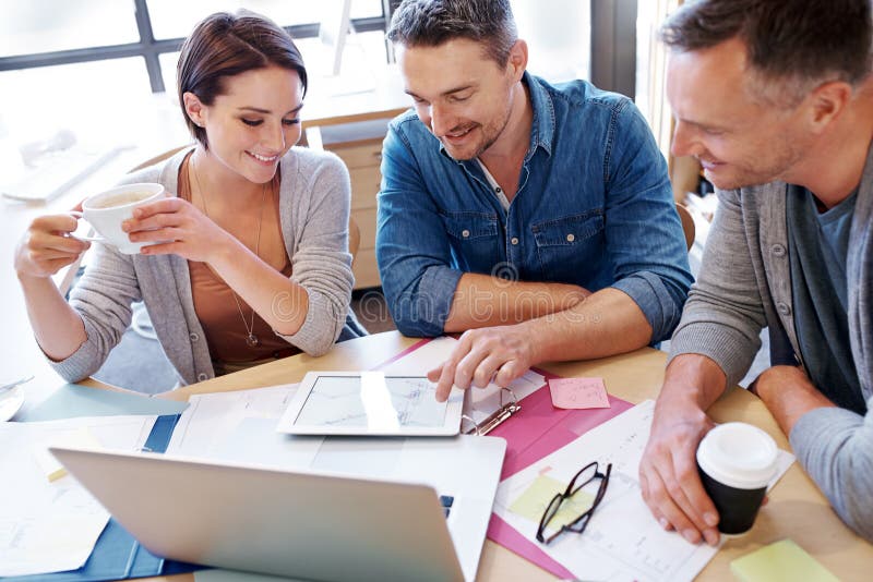 Tablet, Architecture Blueprint and People in Meeting for Planning ...