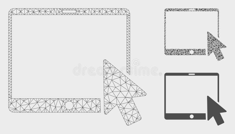 Tablet Arrow Pointer Vector Mesh Carcass Model and Triangle Mosaic Icon ...