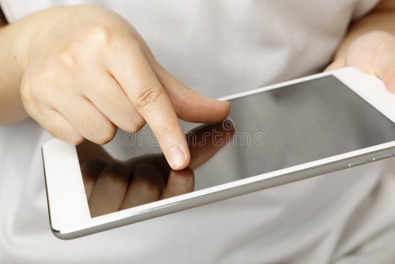 Touching tablet-pc stock image. Image of input, monitor - 20715241