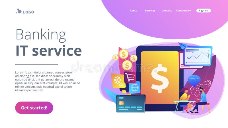 Core Banking it System Concept Landing Page. Stock Vector ...