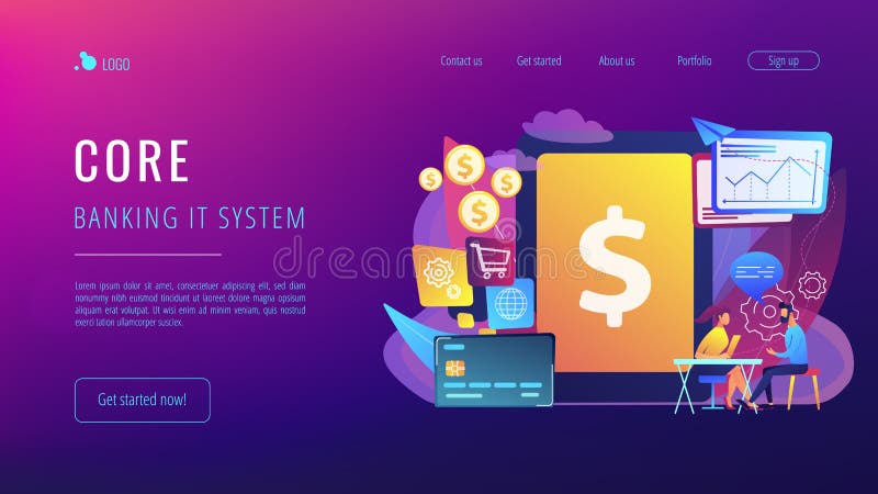 Core Banking it System Concept Landing Page. Stock Vector ...