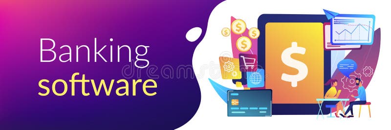 Core Banking it System Concept Banner Header. Stock Vector ...