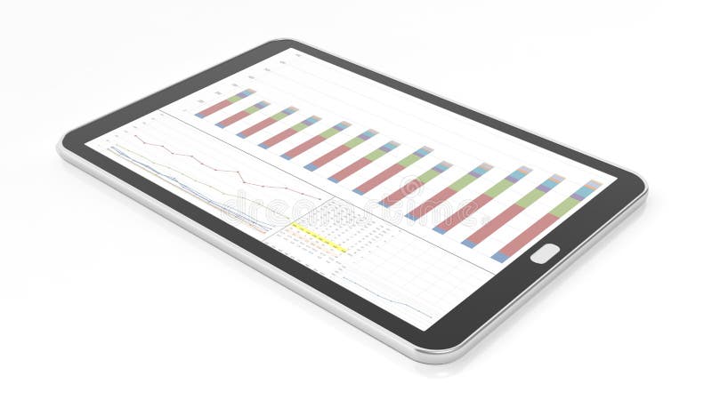 Tablet with Bar Chart Graph on Screen Stock Illustration - Illustration ...