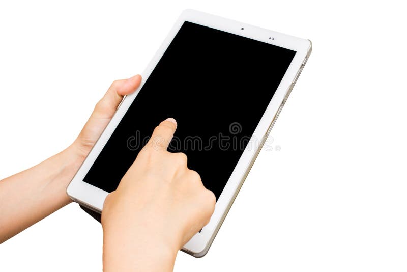 Tablet stock image. Image of black, hands, full, mobile - 64250741