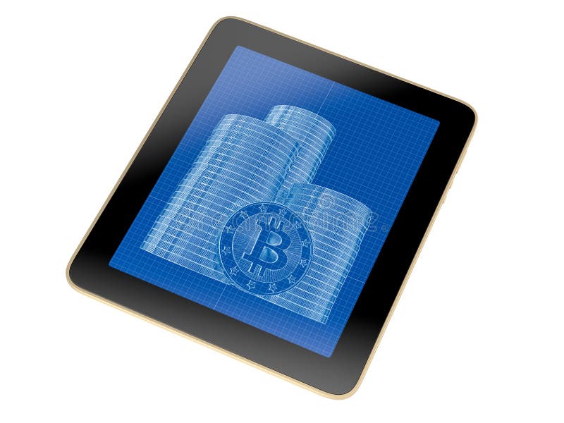 Tablet - Bitcoins and Dollars - 3D Illustration Stock Illustration ...