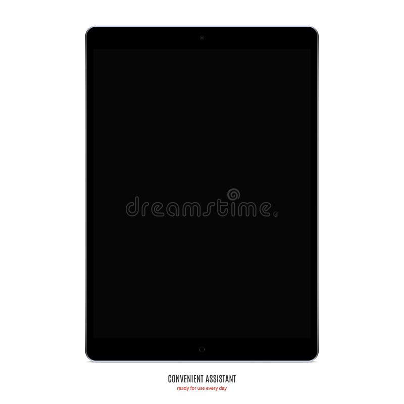 Tablet Black Color with Black Screen Saver and Shadow Stock Vector ...
