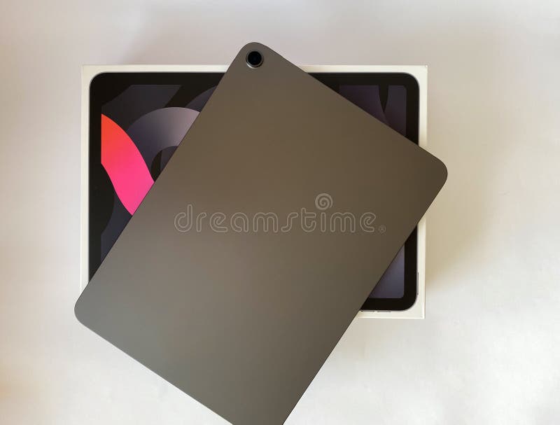 The Tablet is Black on a White Isolated Background with a Mock Up. Back ...