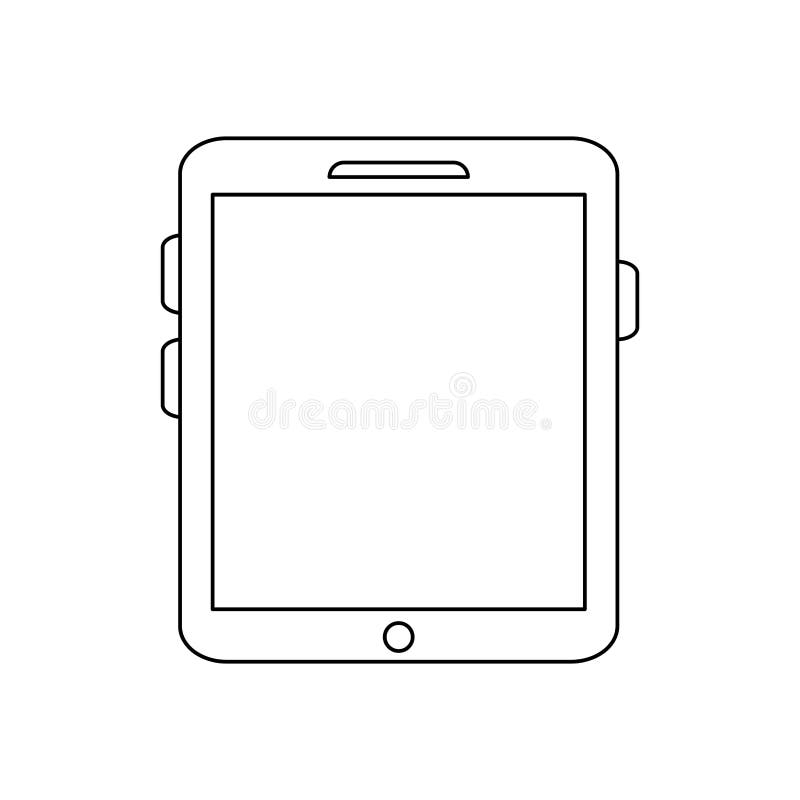 Tablet Blank Screen in Black and White Stock Vector - Illustration of ...