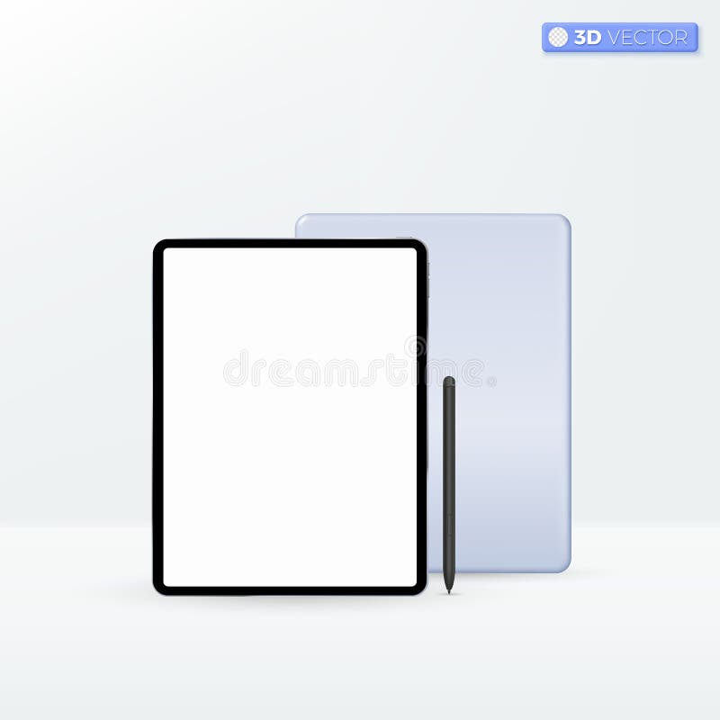 Tablet Blank Screen Icon Symbol. Tablet Front and Back with Stylus ...