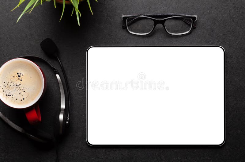 Tablet with Blank Screen and Christmas Decor Stock Photo - Image of ...