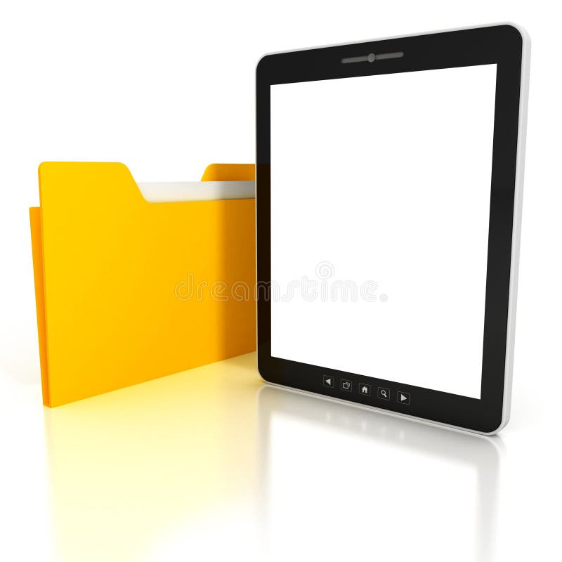 Tablet Blank Screen Pc with Orange Office Folder Stock Illustration ...