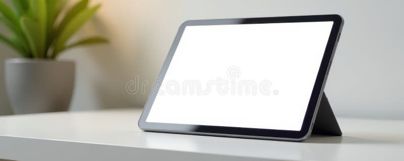 Tablet with Blank White Screen on Neutral Background, Empty, Device ...