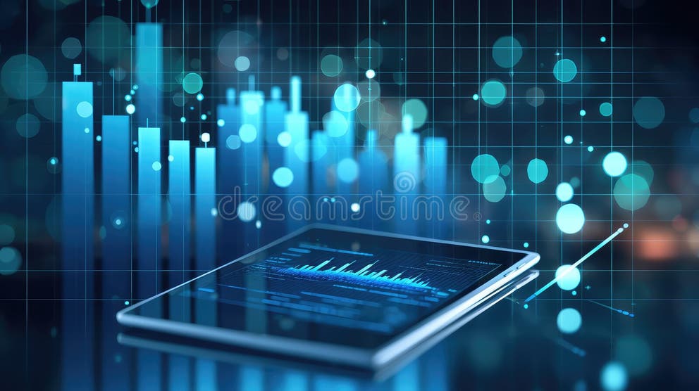 Tablet Blue Data Background Stock Illustration - Illustration of ...