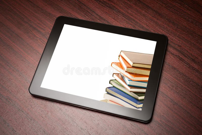 Tablet PC Computer and Book Stock Photo - Image of notebook, literature ...