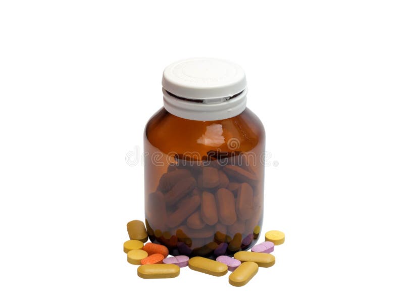Tablet Bottle Isolated on White Stock Photo - Image of tablets, white ...