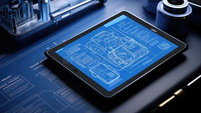 Tablet box blueprint stock illustration. Illustration of features ...