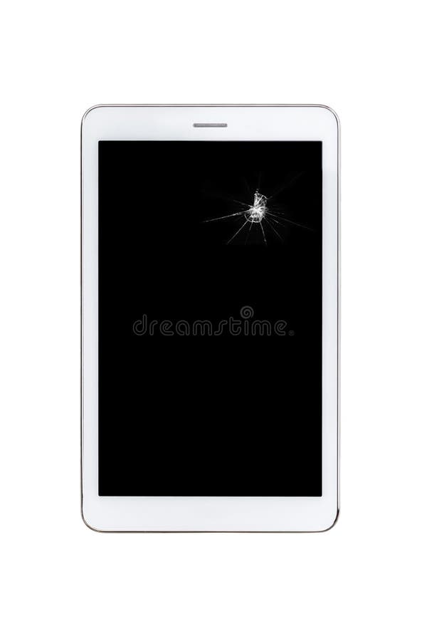 Tablet with broken glass stock image. Image of crack - 62244491