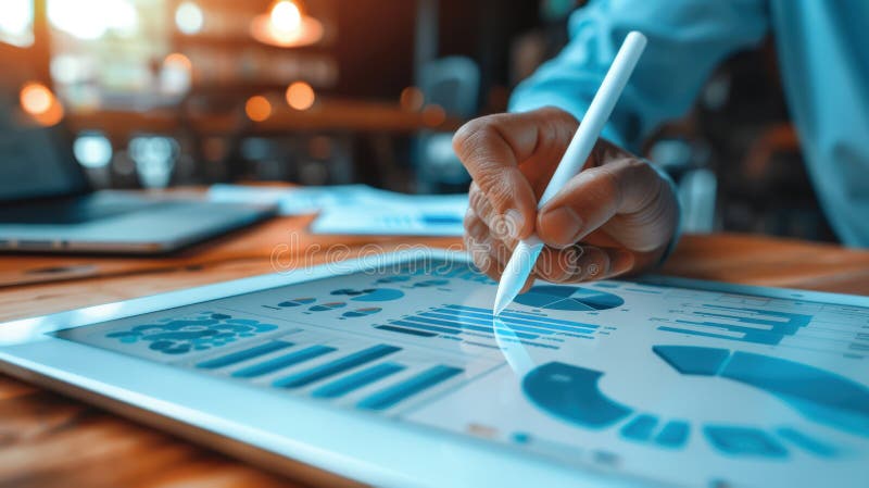 The Tablet with Business Charts.AI Generated Image Stock Photo - Image ...