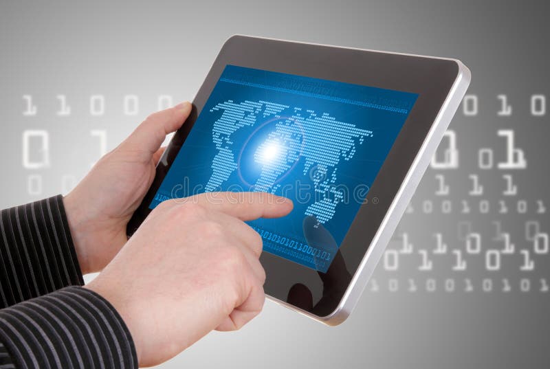 Tablet in Businessman S Hand Stock Photo - Image of earth, digital ...