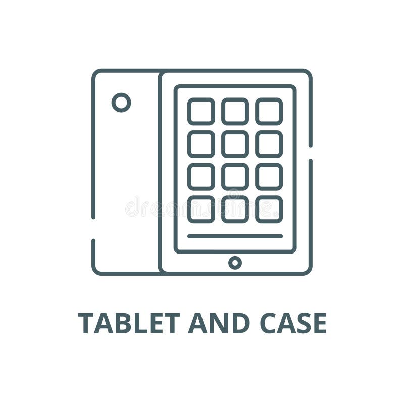 Tablet and Case Vector Line Icon, Linear Concept, Outline Sign, Symbol ...